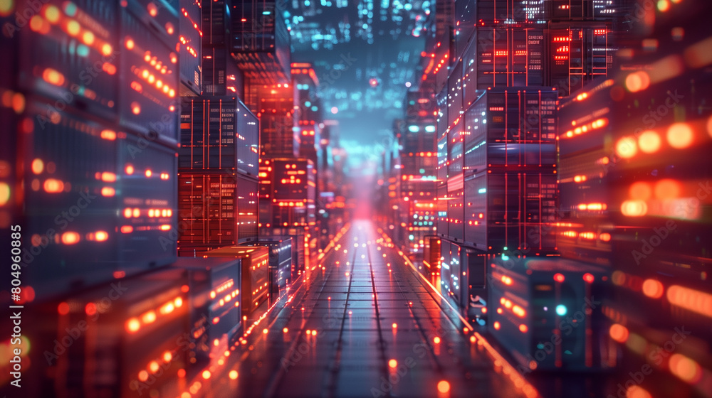 Render a data-driven supply chain ecosystem showcasing data technology ...