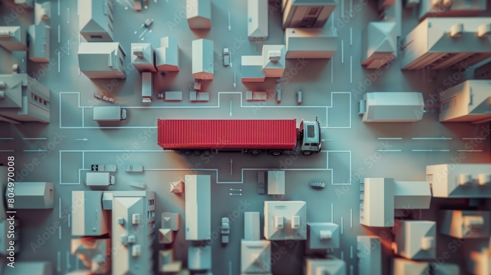 Distribution and delivery concept. GPS tracking from top view moving ...