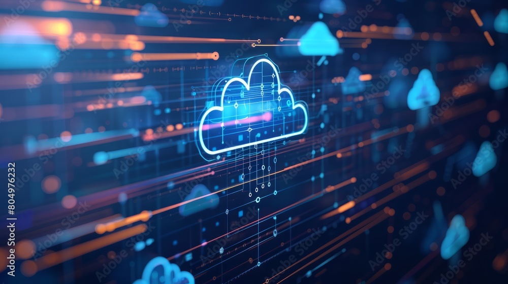 Technology networking and digital communication in business with cloud computing concept web ...