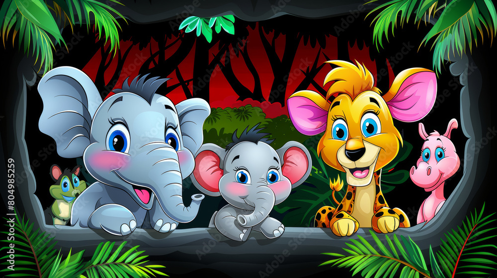 Colorful cartoon animal theme poster design for kids , background in ...