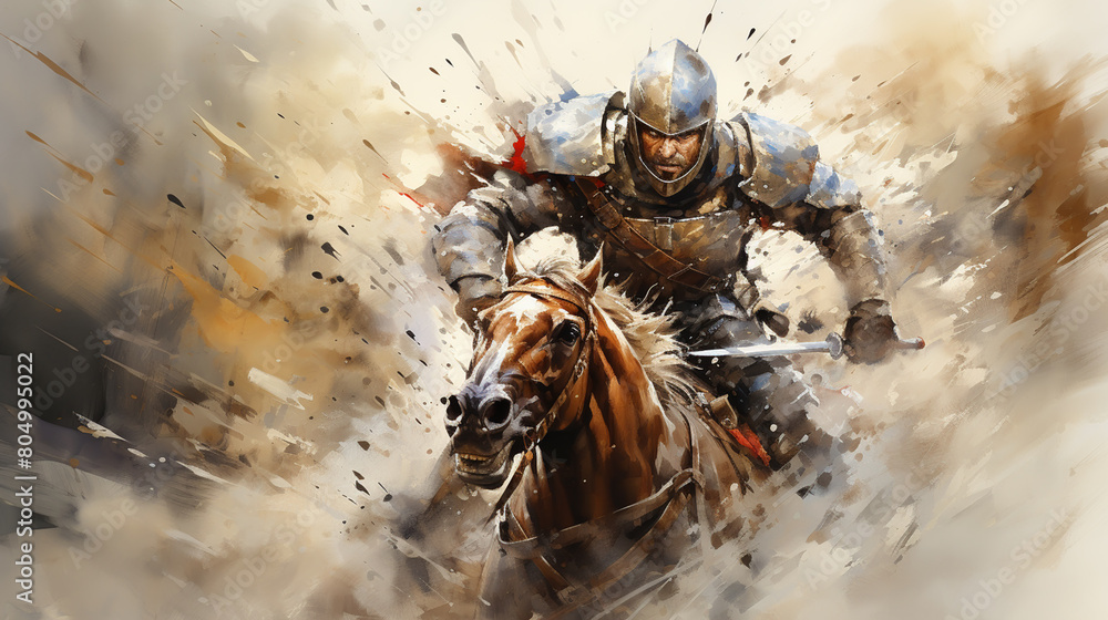 Medieval knight design. Watercolor hand painted fairytale illustration ...