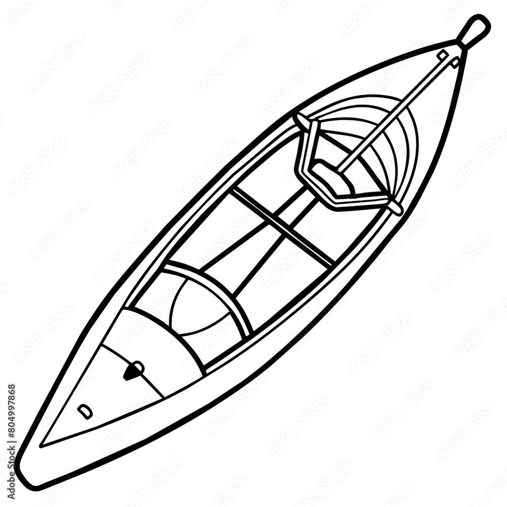 kayak outline illustration digital coloring book page line art drawing ...