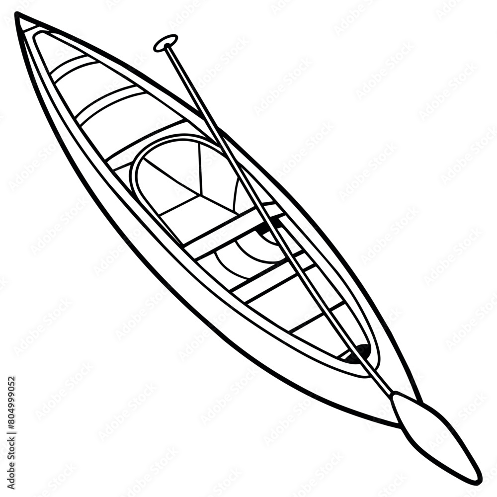 kayak outline illustration digital coloring book page line art drawing ...
