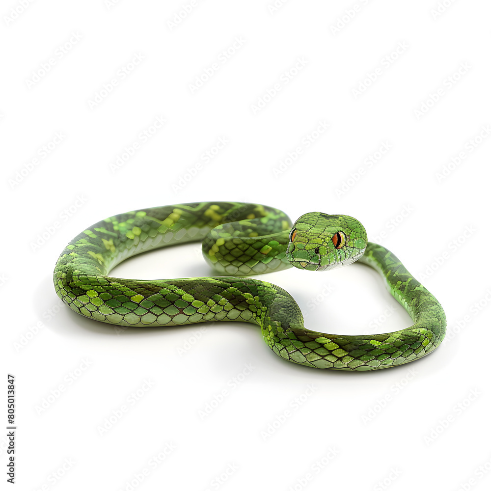 Sly snake character isolated on white background, space for captions ...