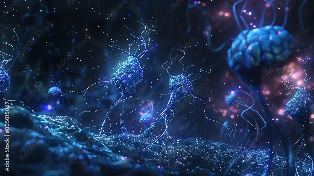 A beautiful microscopic view of a neuron. The intricate details of the ...