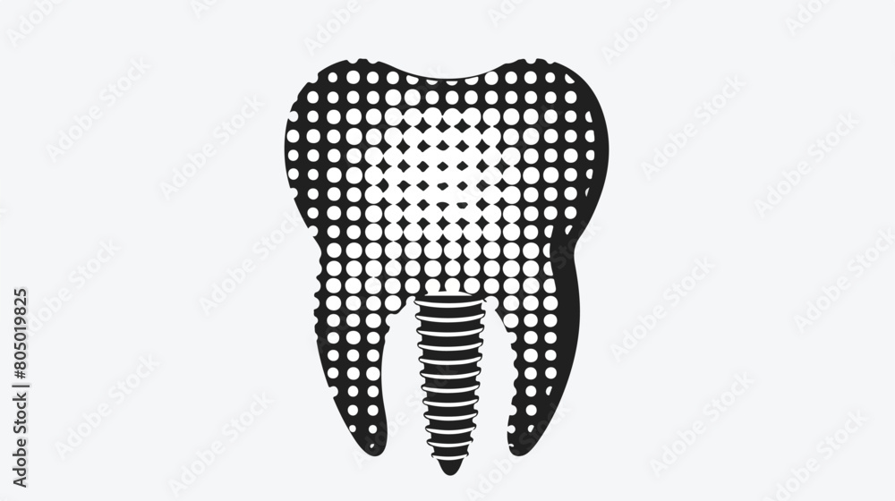 Tooth implant with screw in black dotted silhouette vector Stock Vector ...