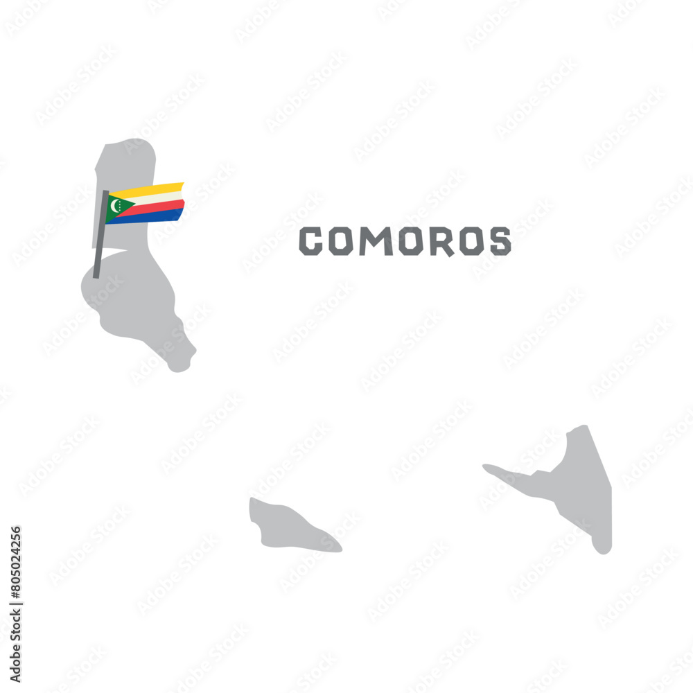 Comoros vector map illustration, country map silhouette with the flag ...