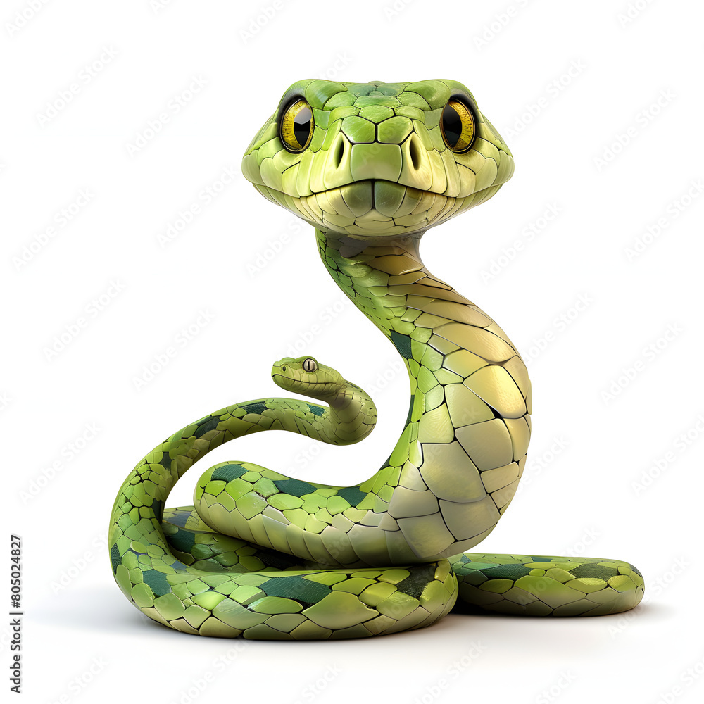 Sly snake character isolated on white background, space for captions, png Stock Illustration ...