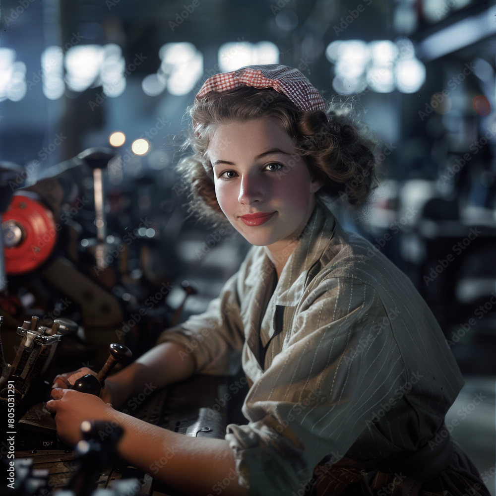 Woman Defense Worker During World War II. Generated Image. A digital ...