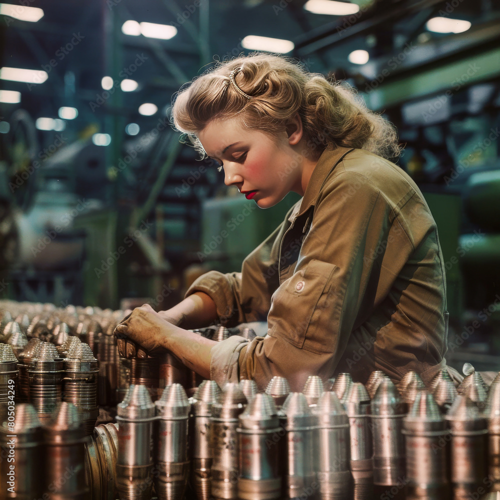 Woman Defense Worker During World War II. Generated Image. A digital ...