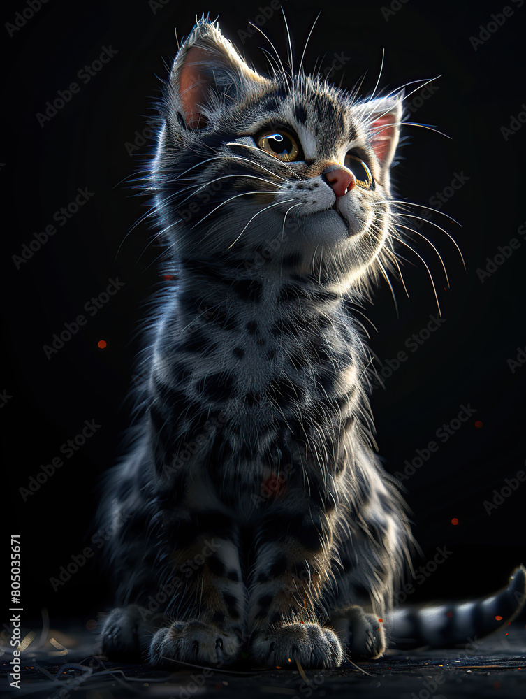 cat, tiger, 3D illustration, digital art, feline, wildcat, domestic cat ...