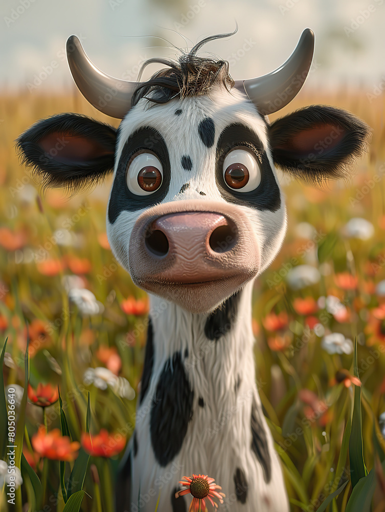 cow, 3D illustration, digital art, livestock, cattle, dairy cow, beef ...