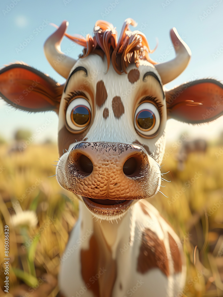 cow, 3D illustration, digital art, livestock, cattle, dairy cow, beef ...