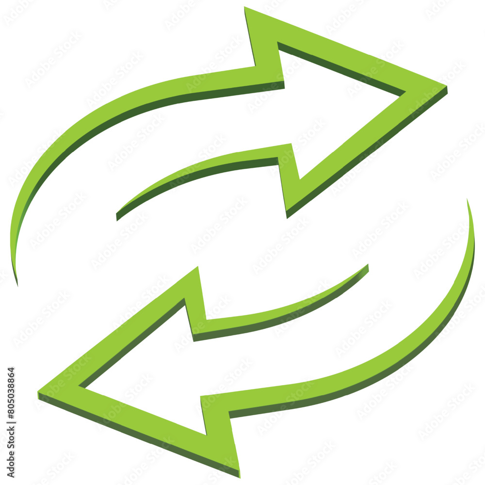 3d arrows, repeat arrow icon, roundabout symbol, curve arrows to point ...
