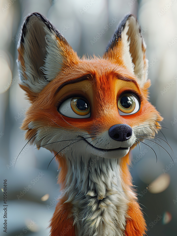 fox, 3D illustration, digital art, wildlife, mammal, animal, fox design ...