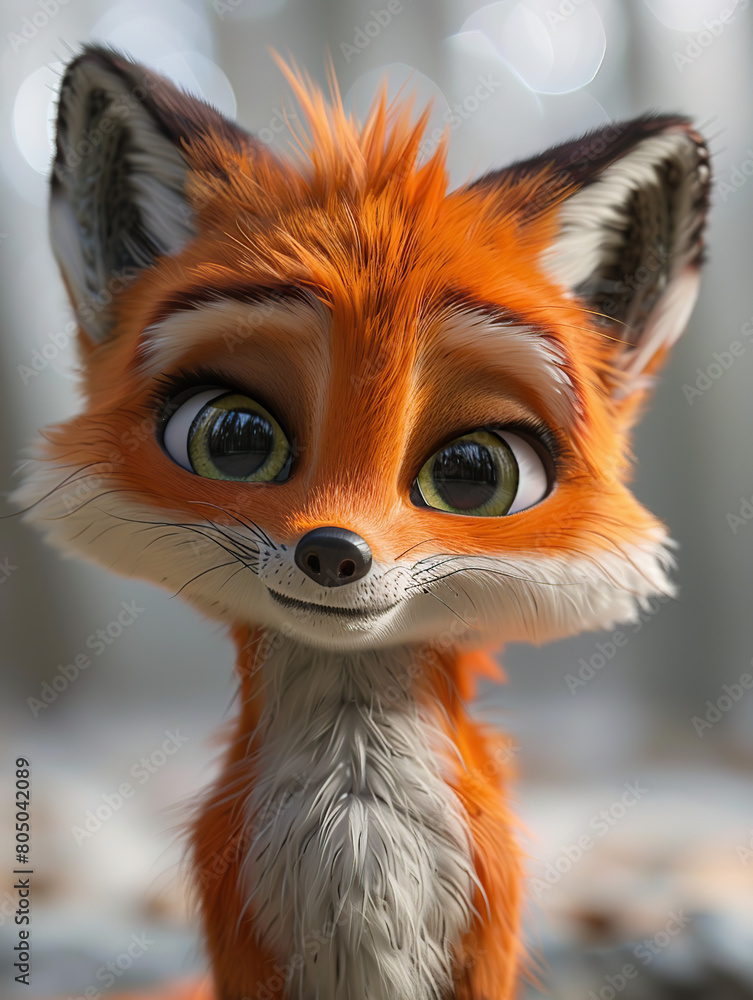 fox, 3D illustration, digital art, wildlife, mammal, animal, fox design ...