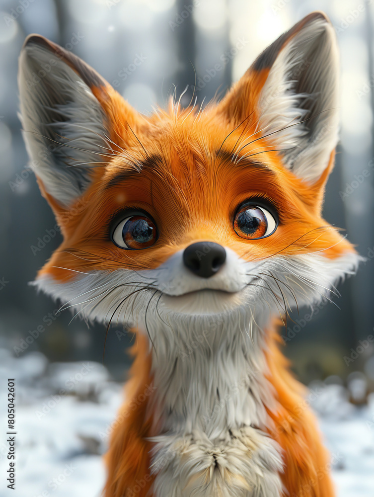 fox, 3D illustration, digital art, wildlife, mammal, animal, fox design ...