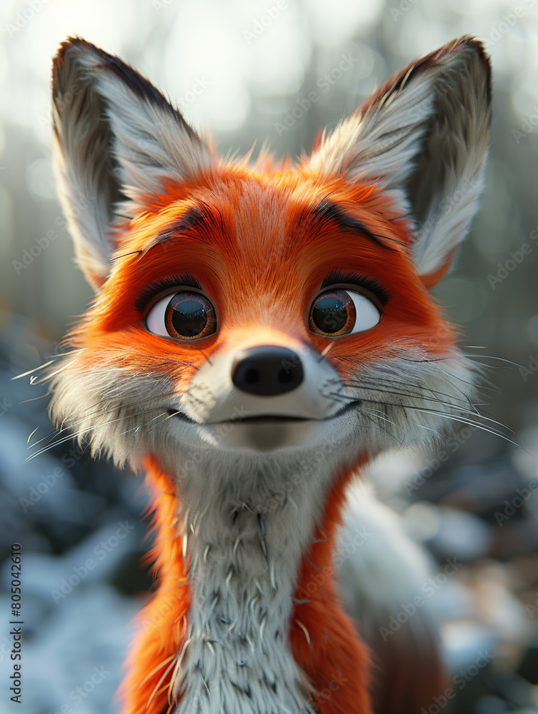 fox, 3D illustration, digital art, wildlife, mammal, animal, fox design ...