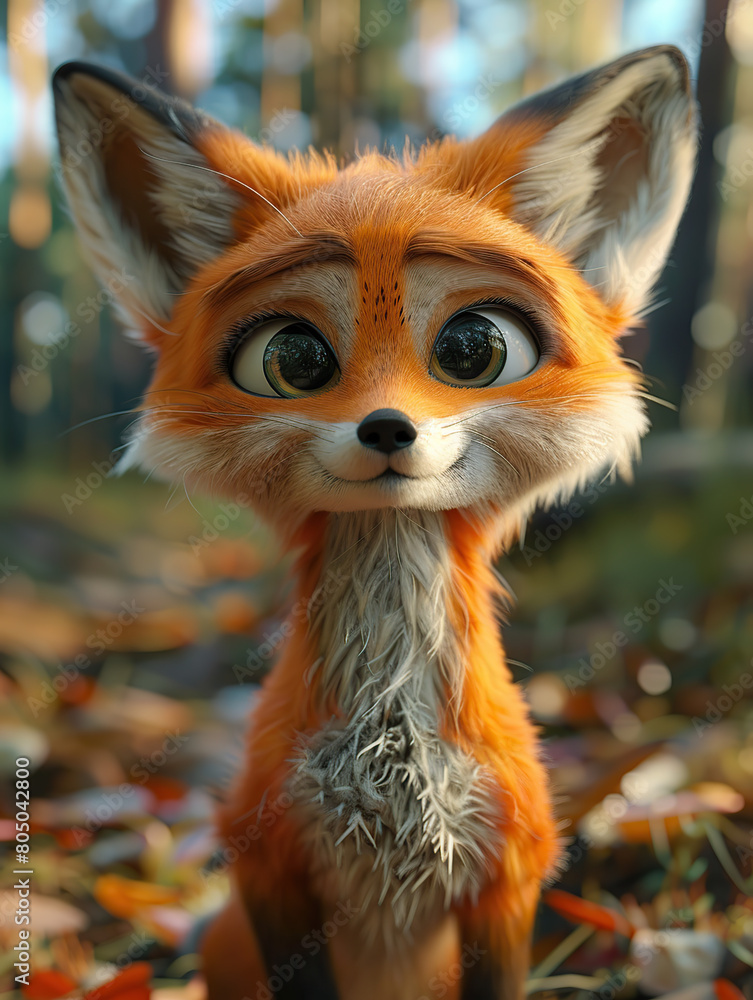 fox, 3D illustration, digital art, wildlife, mammal, animal, fox design ...