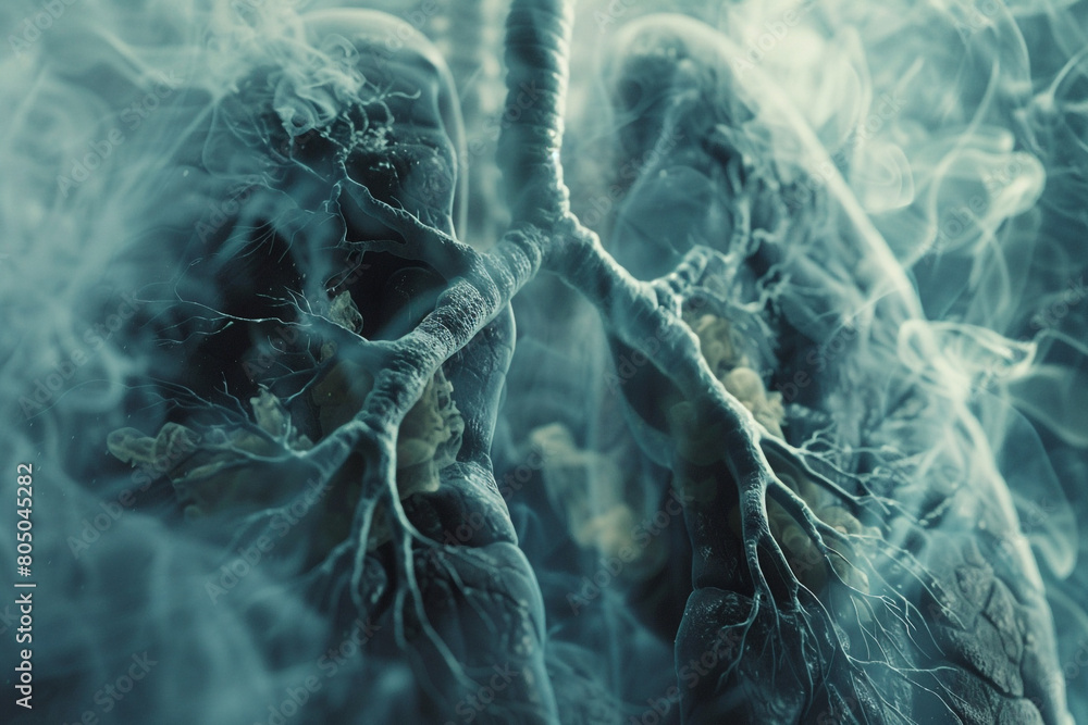 Close-up on the structural changes in the lungs caused by emphysema ...