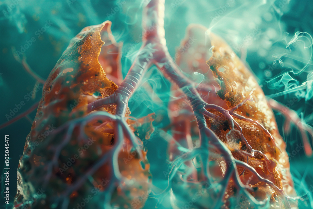 Close-up on the structural changes in the lungs caused by emphysema ...
