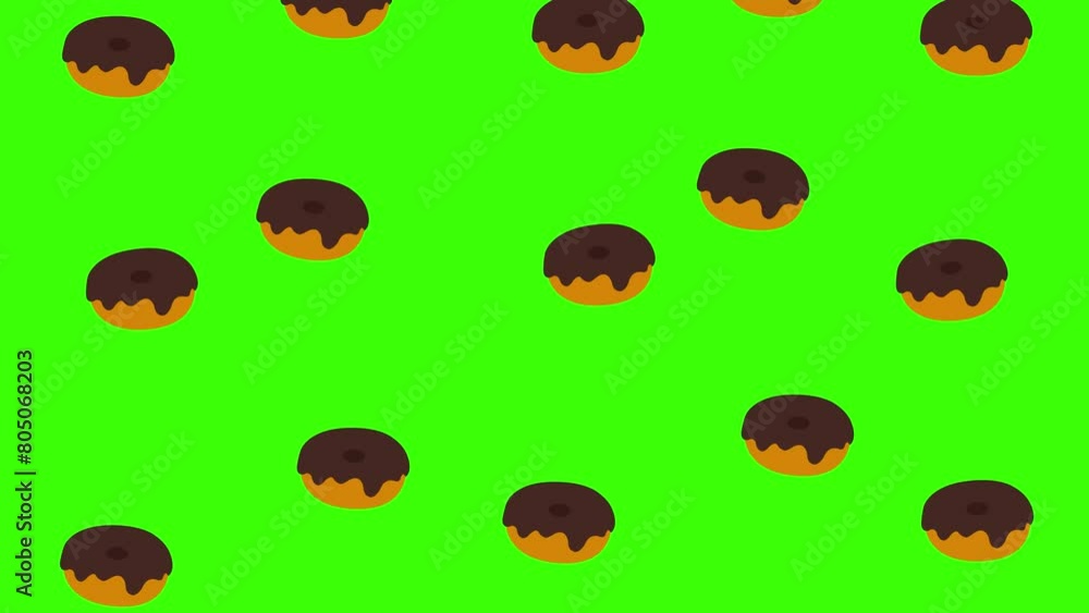 Modern chocolate Donut Animation 4K with Green Screen and white ...
