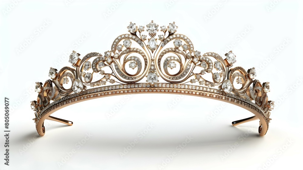 royal luxury jewel golden tiara on white background Stock Photo | Adobe ...