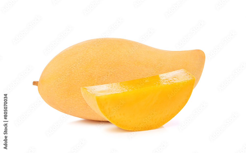 Whole and slice of mango isolated on transparent background. PNG Stock ...