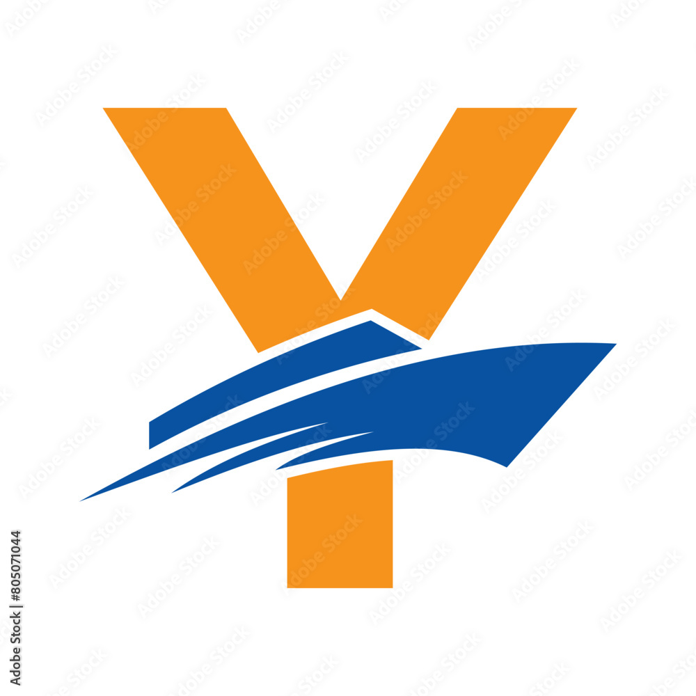 Initial Letter Y Boat Logo For Yacht Sign. Maritime Symbol Vector ...