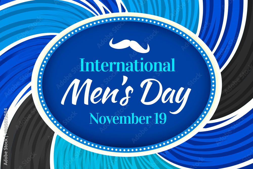 International Day of Mens, blue design with text in the center ...