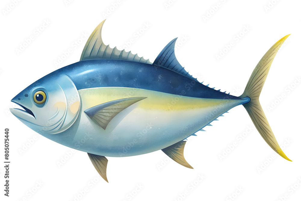 Cartoon style illustration of cute skipjack tuna fish isolated on ...