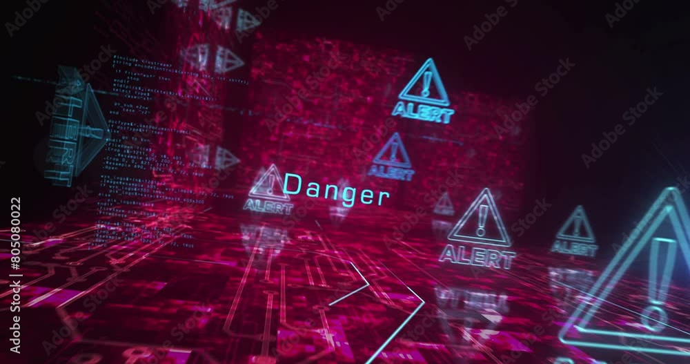 Alert warning exclamation mark symbol abstract cyber concept. Digital ...