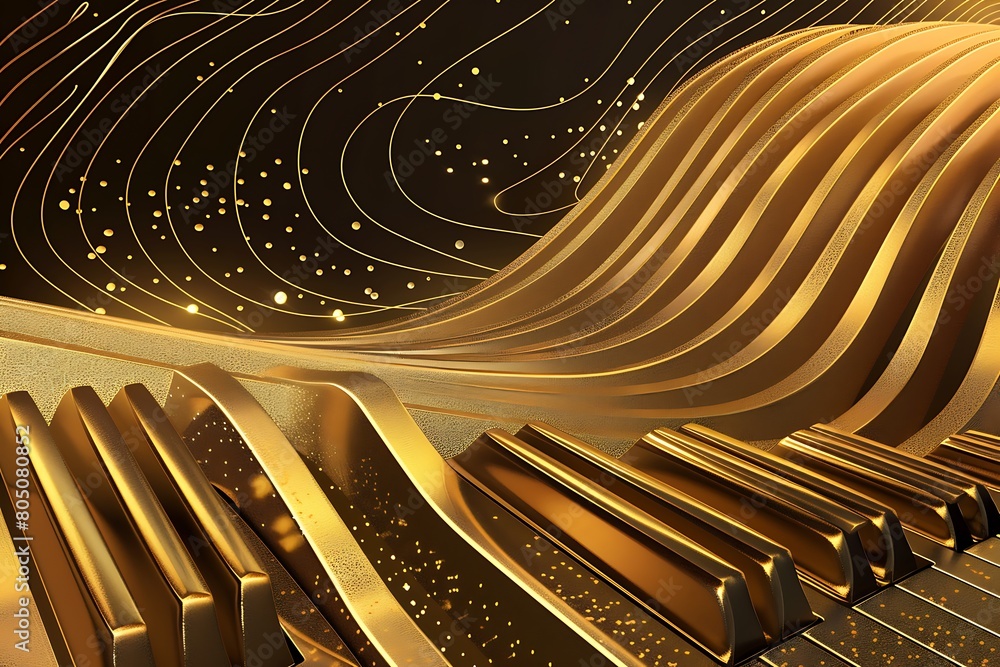 Wavy piano keyboard gold background. Eps file available. . Stock Photo ...