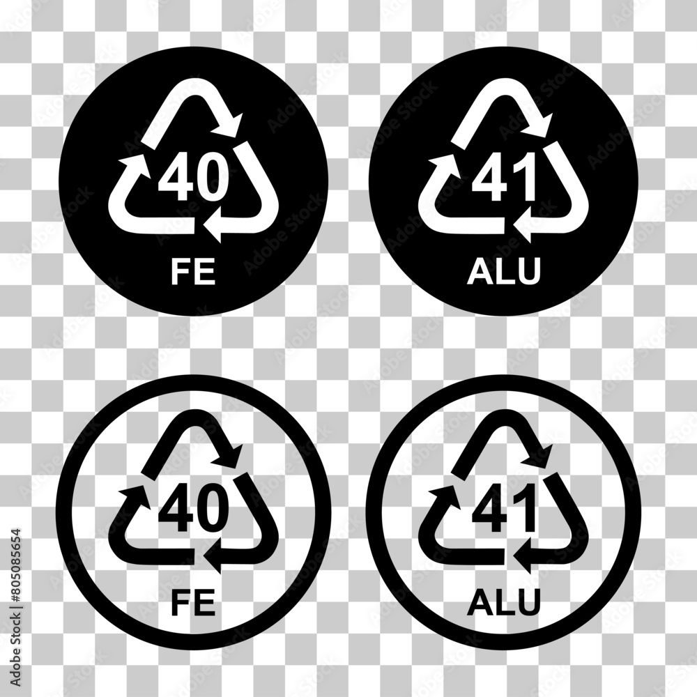 Set of Metals symbol, ecology recycling sign isolated on white ...