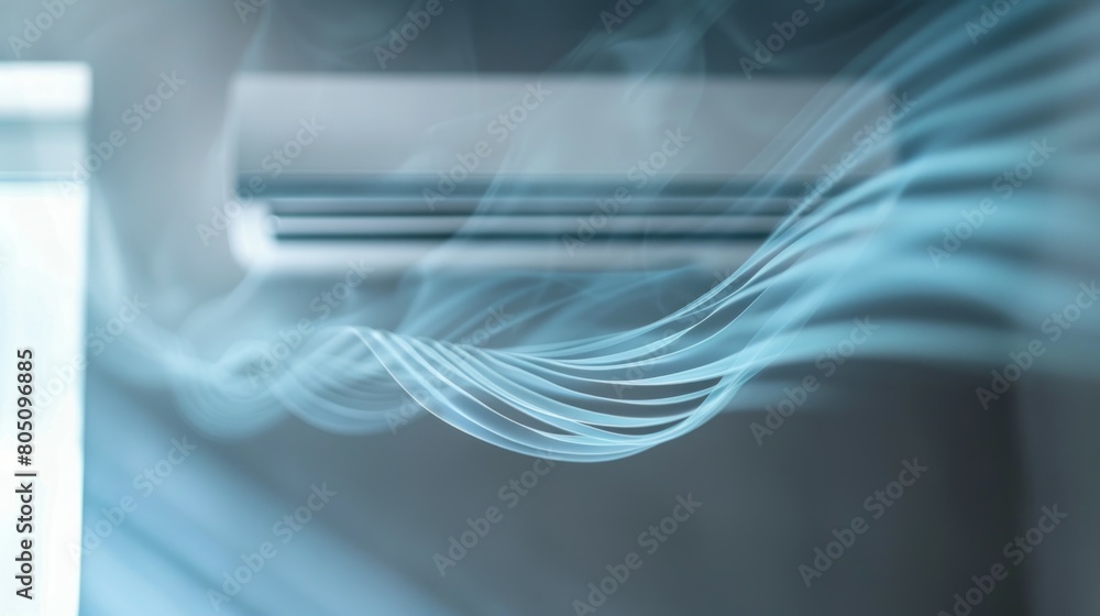 Light Blue waves of fresh clean air in out door. Air conditioning ...