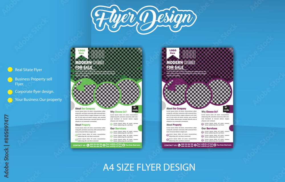 Real state corporate business flyer design template, modern house set ...