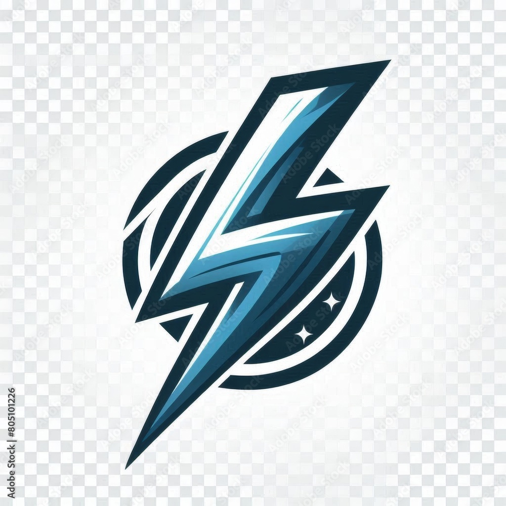 A blue and white lightning bolt logo on a transparent background ...