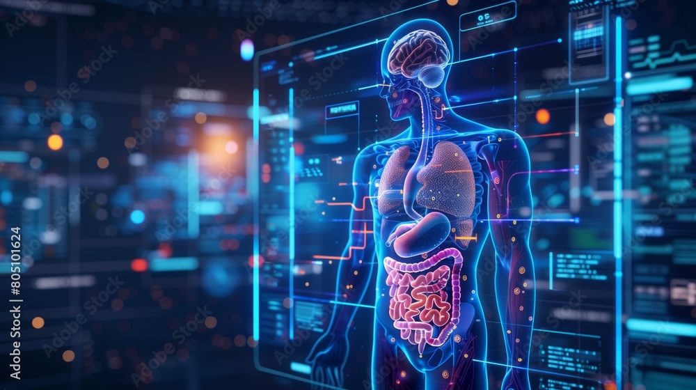 Technological Transformation A 3D Graphic of the Human Digestive System ...