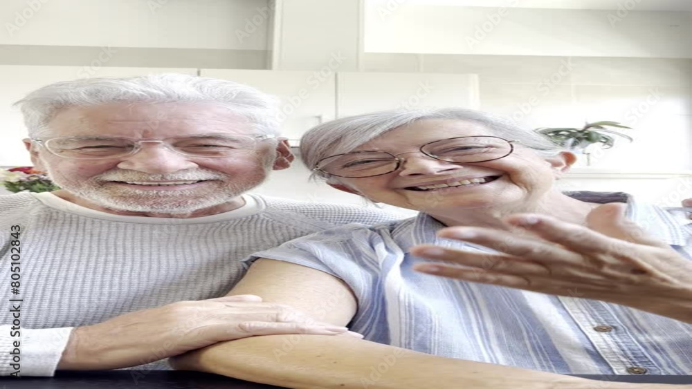 Sixty years couple, elderly parents communicates with grown up children ...