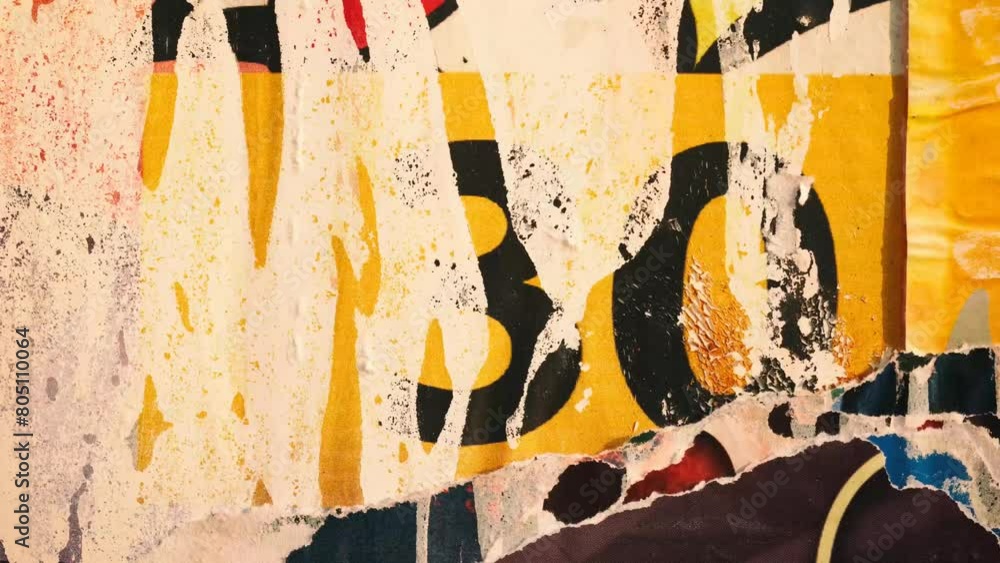 Old colorful posters ripped torn crumpled paper abstract grunge texture ...