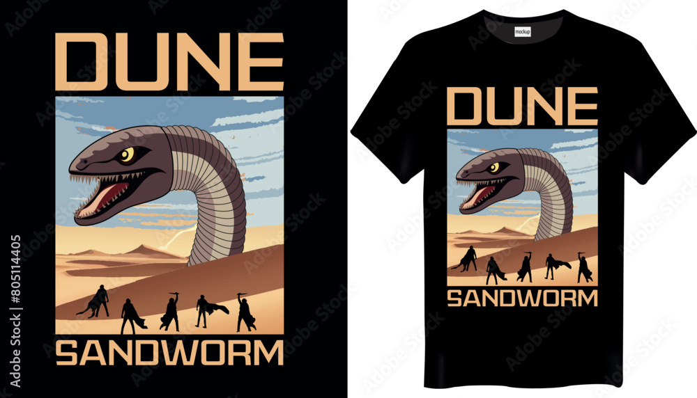 Dune Sandworm T-Shirt Design Stock Vector | Adobe Stock