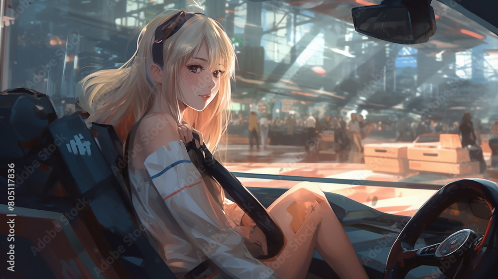Android-liner an anime girl who controls racing cars w_001 Stock ...