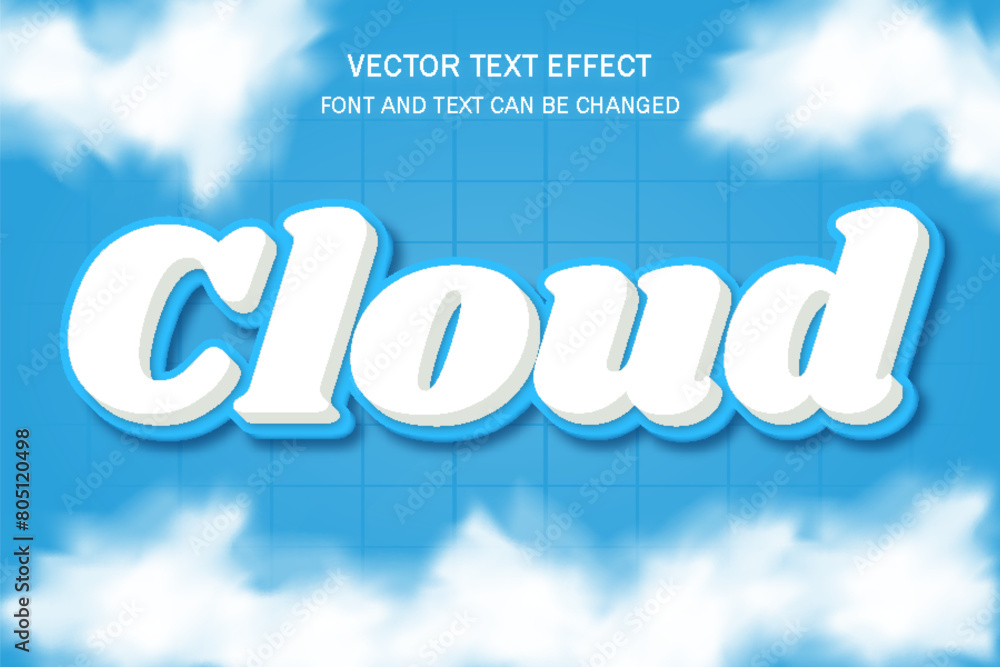 cloud white flufy blue sky typography editable text effect font style ...