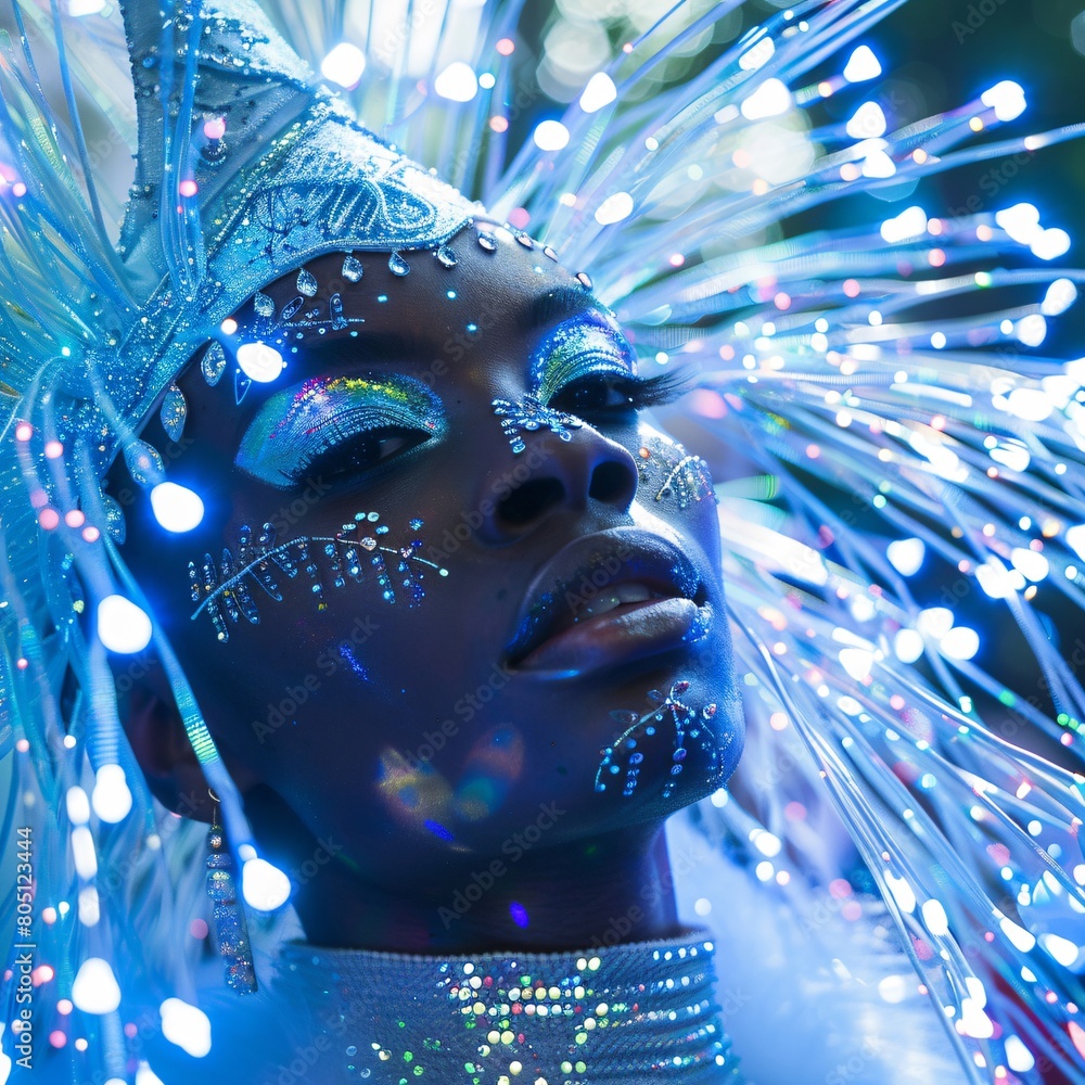 Black transgender drag queen dressed as a space-themed cyber queen ...