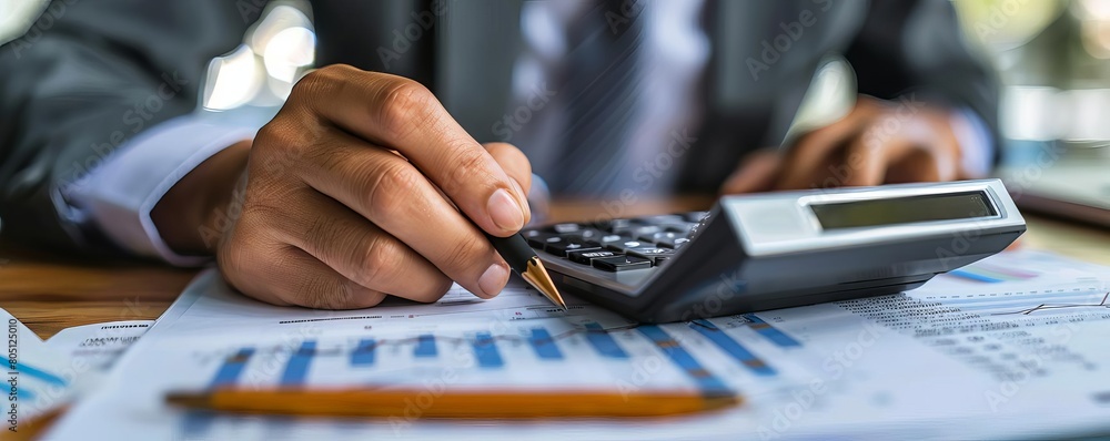 Accountant preparing and auditing comprehensive financial statements ...