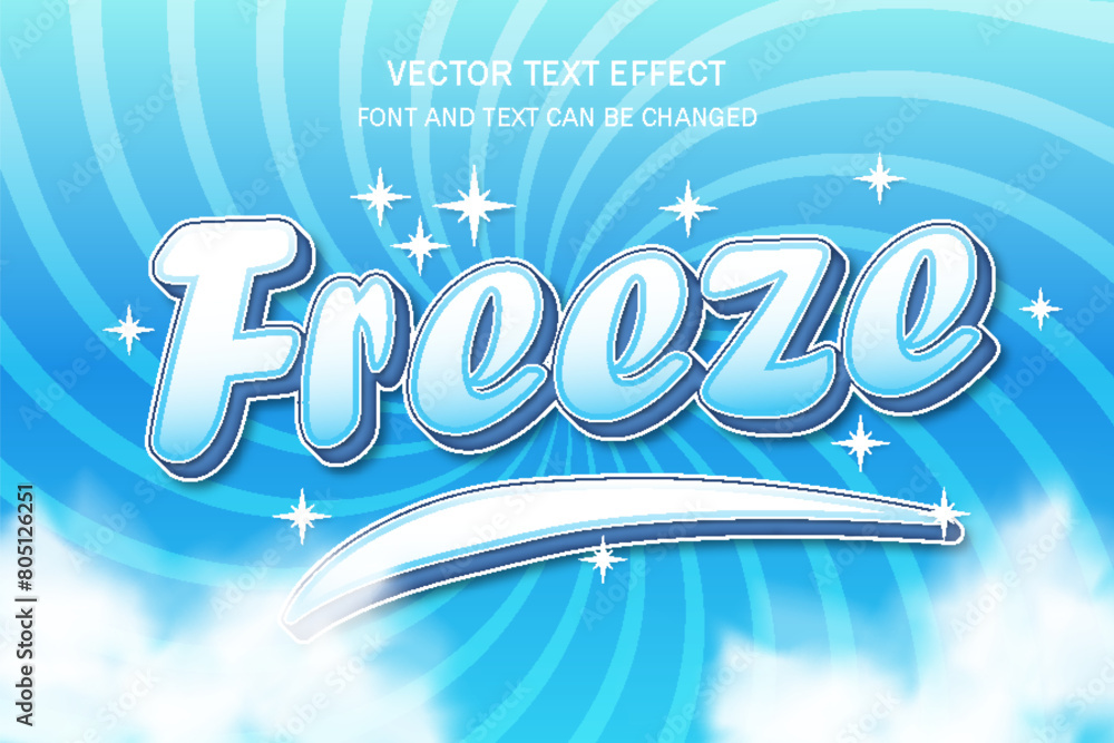 freeze ice snow flakes typography editable text effect font style ...