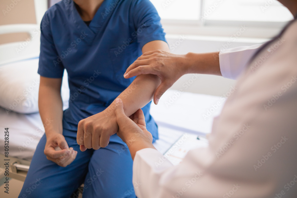 man was admitted for treatment of muscle pain in back of his shoulder ...