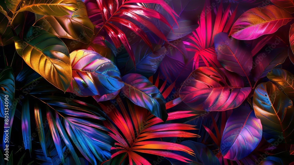 Abstract foliage and botanical background. Exotic plants background for ...