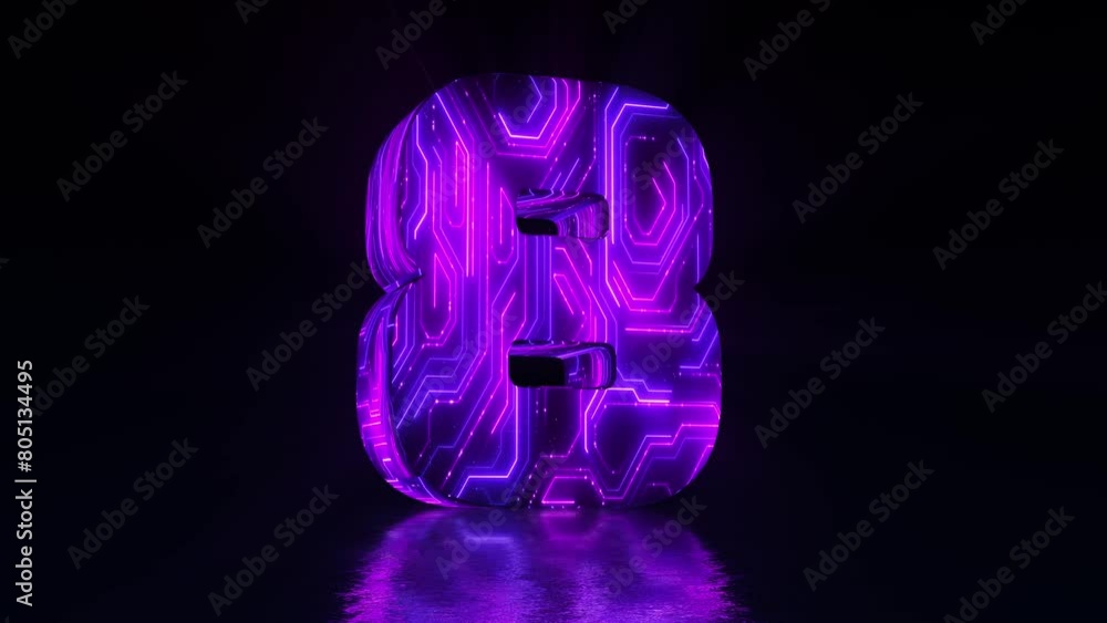 4K Neon 10s Countdown. 3d animation with ultraviolet neon numbers ...
