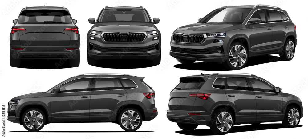 Realistic Vector Gray Car SUV with gradients, isolated + shadow in ...